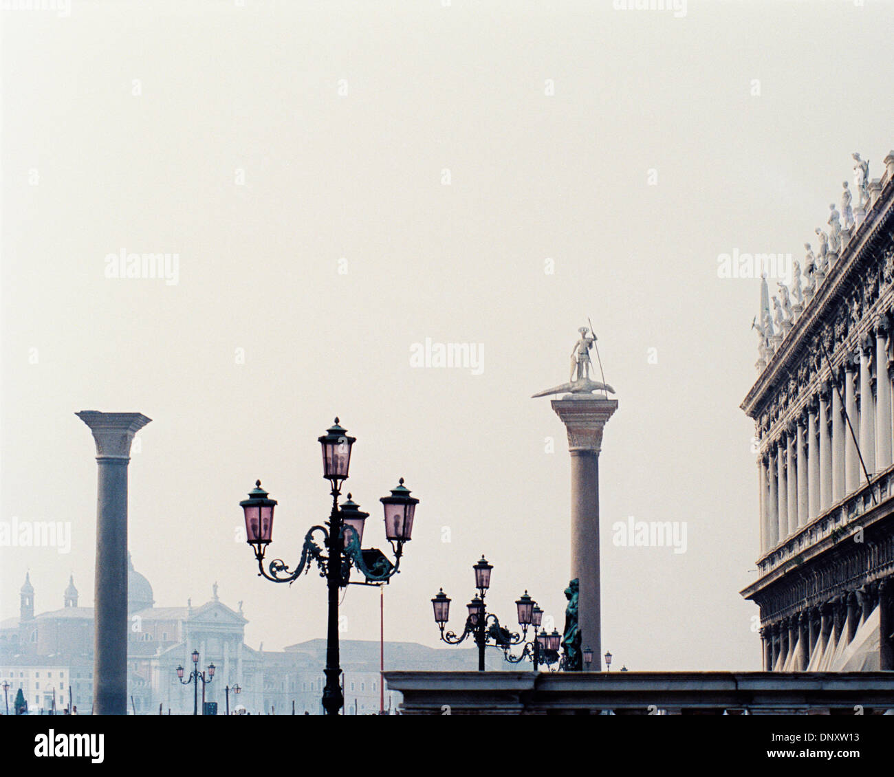 Jan 01, 2006; Venice, Italy; Venice, Italian columns and street lamps ...
