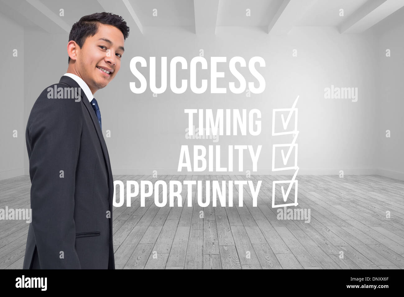 Composite image of success checklist written on room background Stock ...