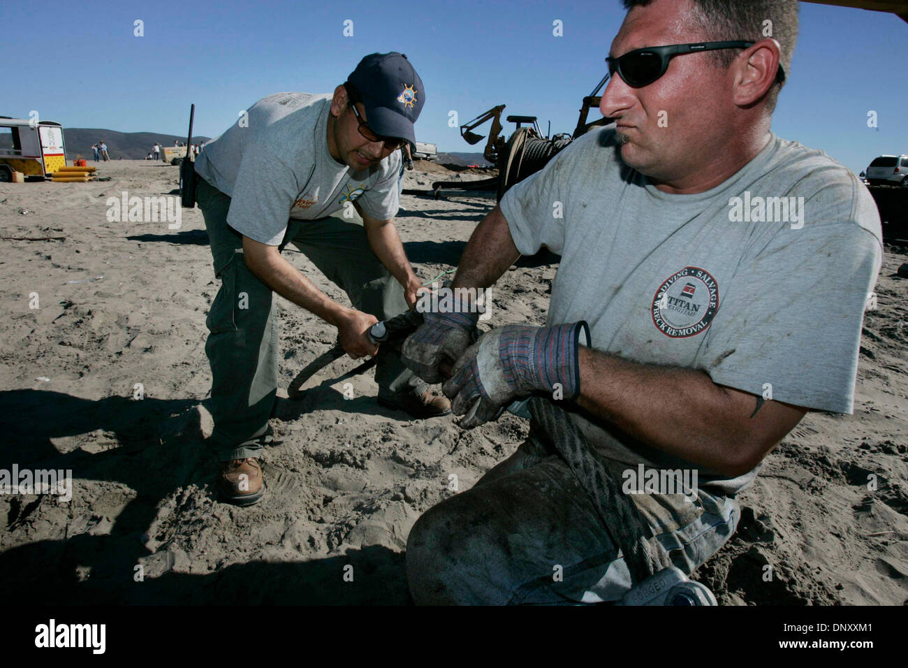 Jan 5, 2006; Baja, MEXICO; Titan salvage company employee John Pascoe ...