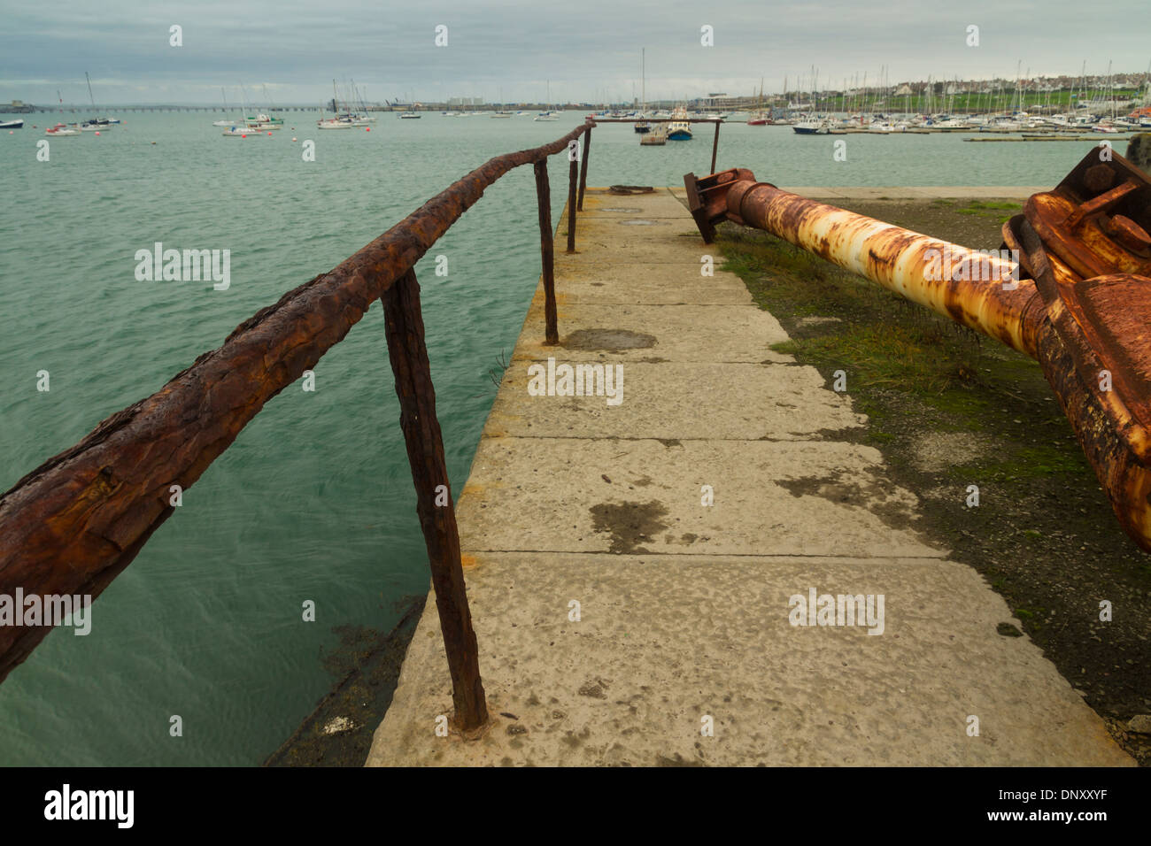 Extremely corroded iron railing. Corrosion due to sea. Near Breakwater ...