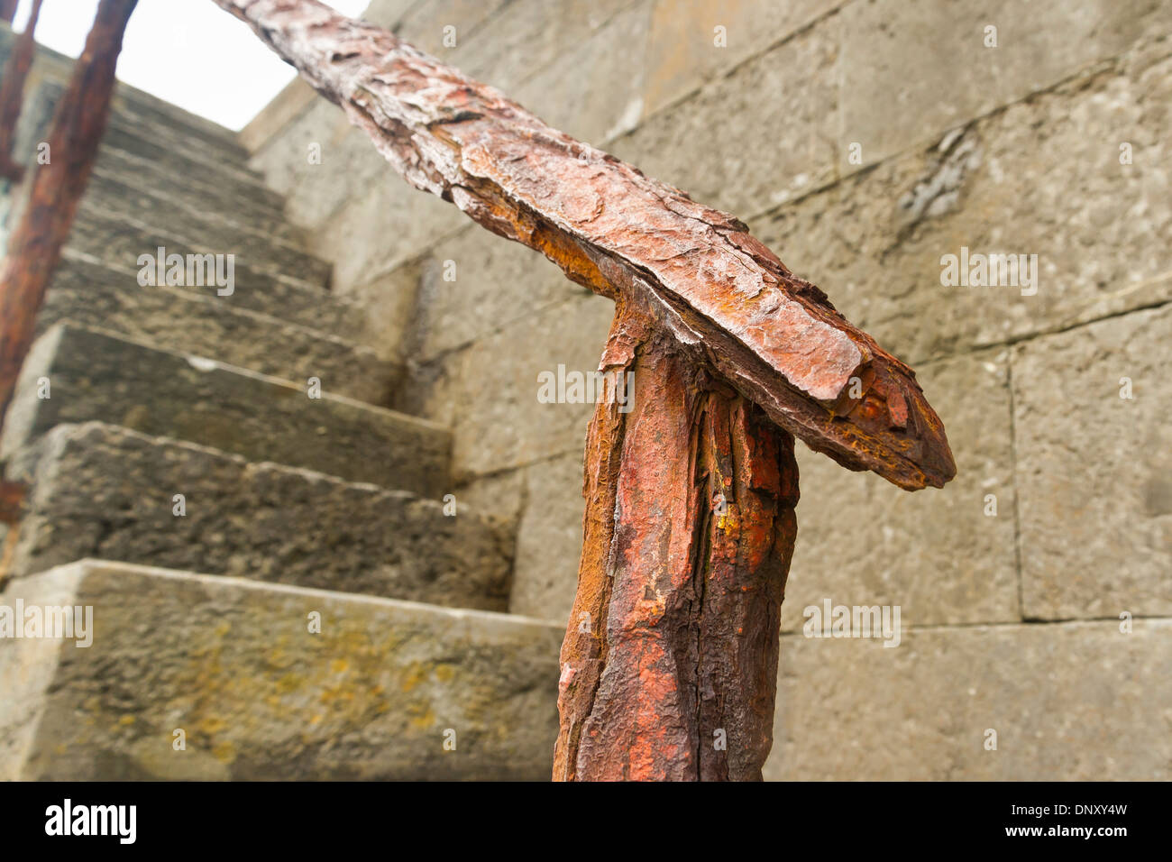 Extremely corroded iron railing. Corrosion due to sea Stock Photo - Alamy