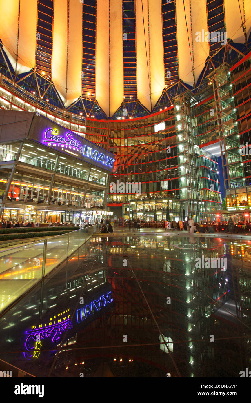 Sony Center in Postdamer Platz, illuminated at the night, Berlin ...
