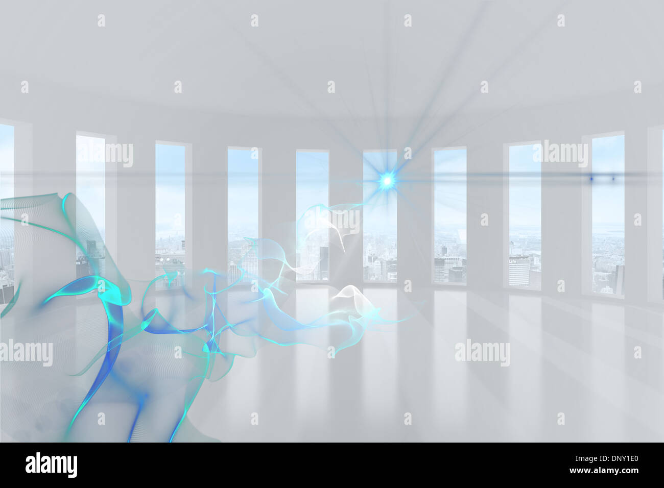 Blue wave design in room Stock Photo - Alamy