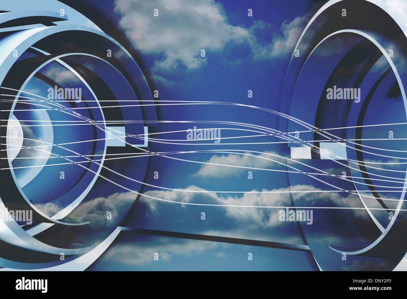 Abstract white line design on blue sky Stock Photo - Alamy