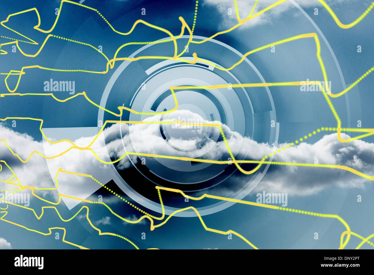 Abstract yellow line design on blue sky Stock Photo - Alamy