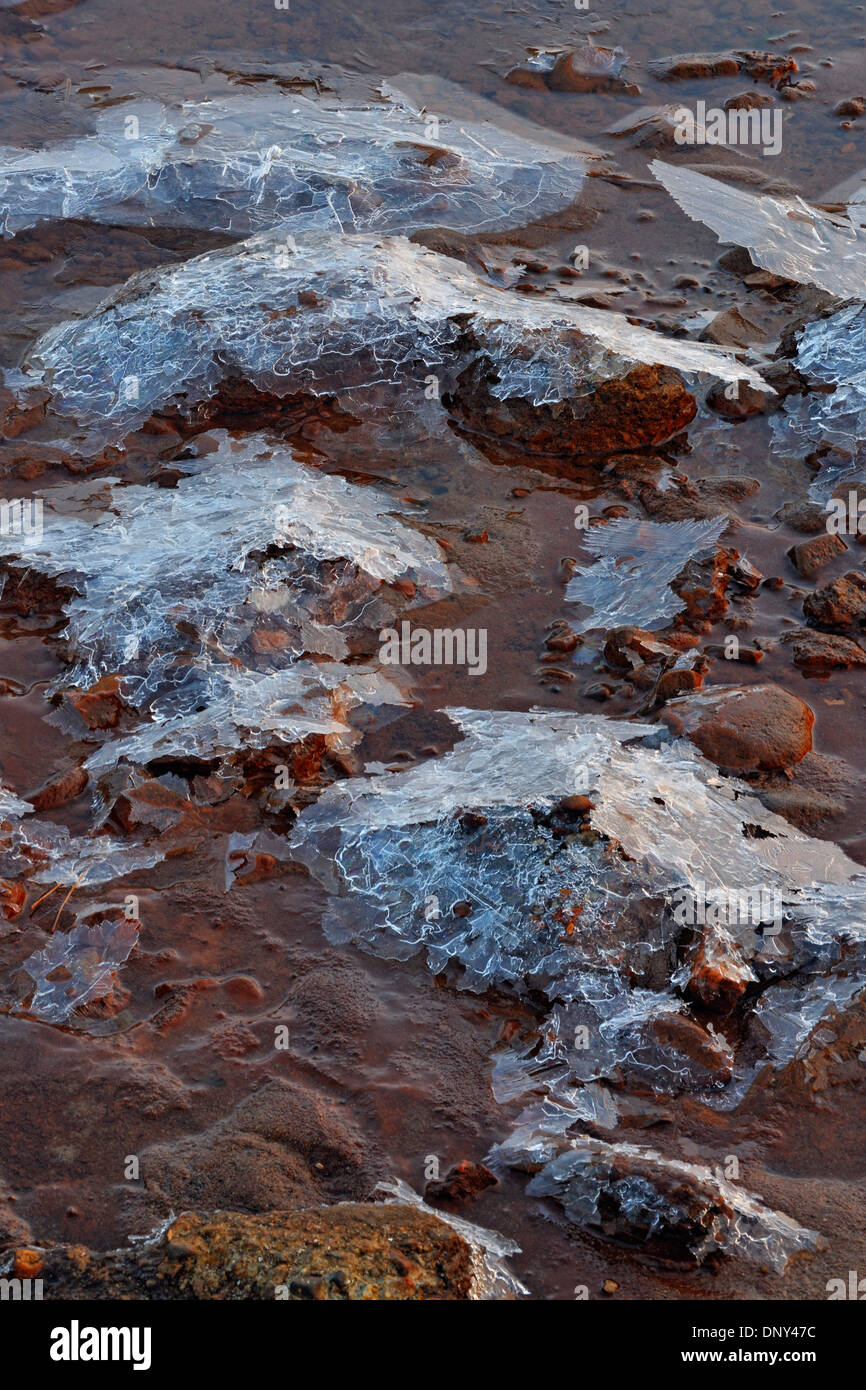 Melting ice along shore of Munising Bay, Munising, Michigan, USA Stock ...