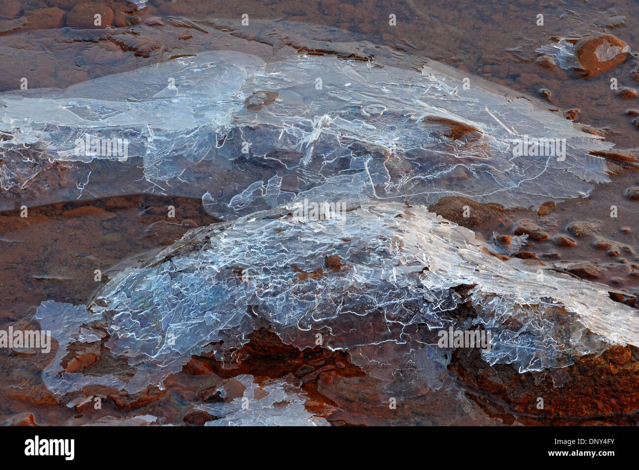 Melting ice along shore of Munising Bay, Munising, Michigan, USA Stock ...