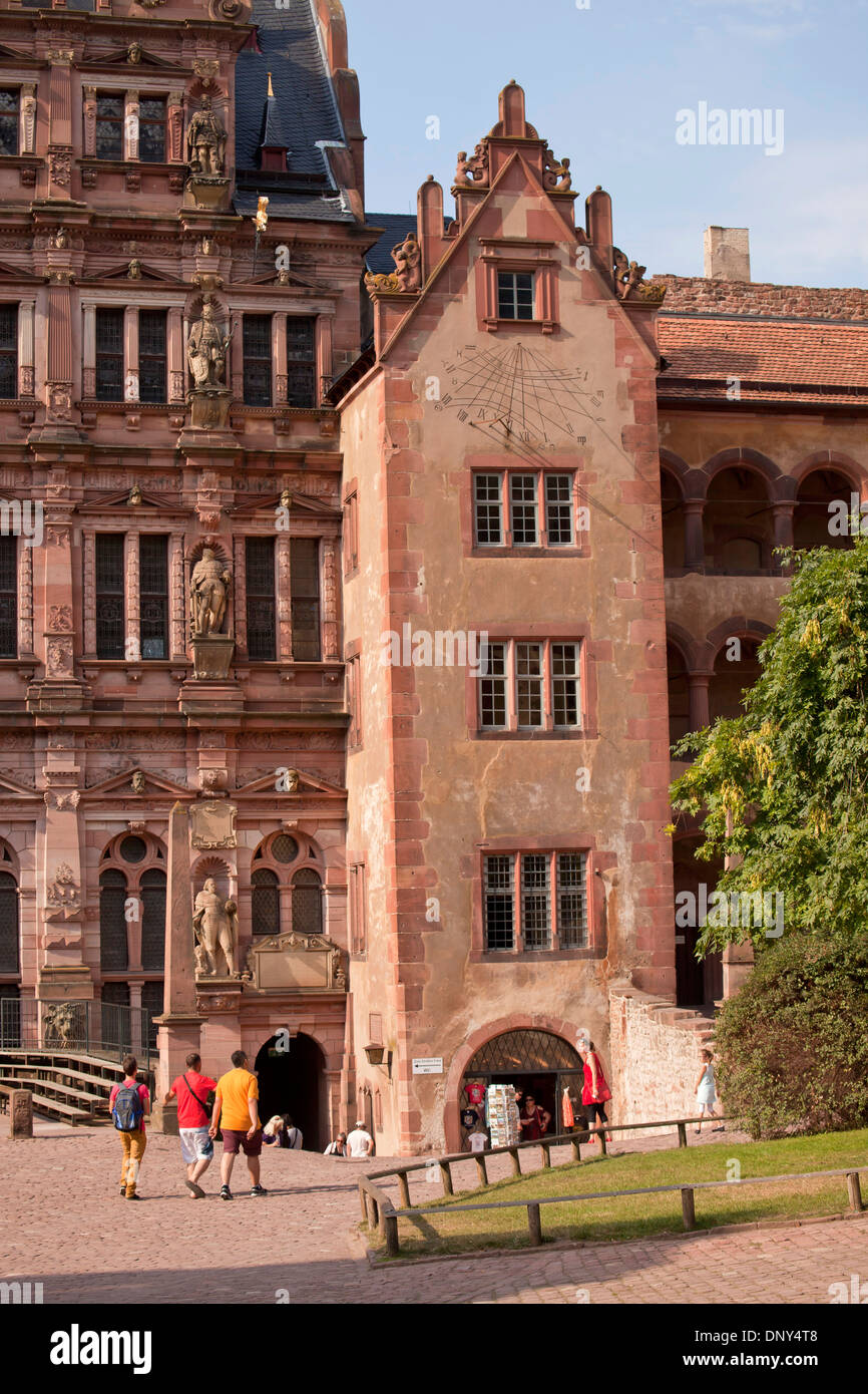 Courtyard of Schloss Heidelberg in Heidelberg, Baden-Württemberg ...