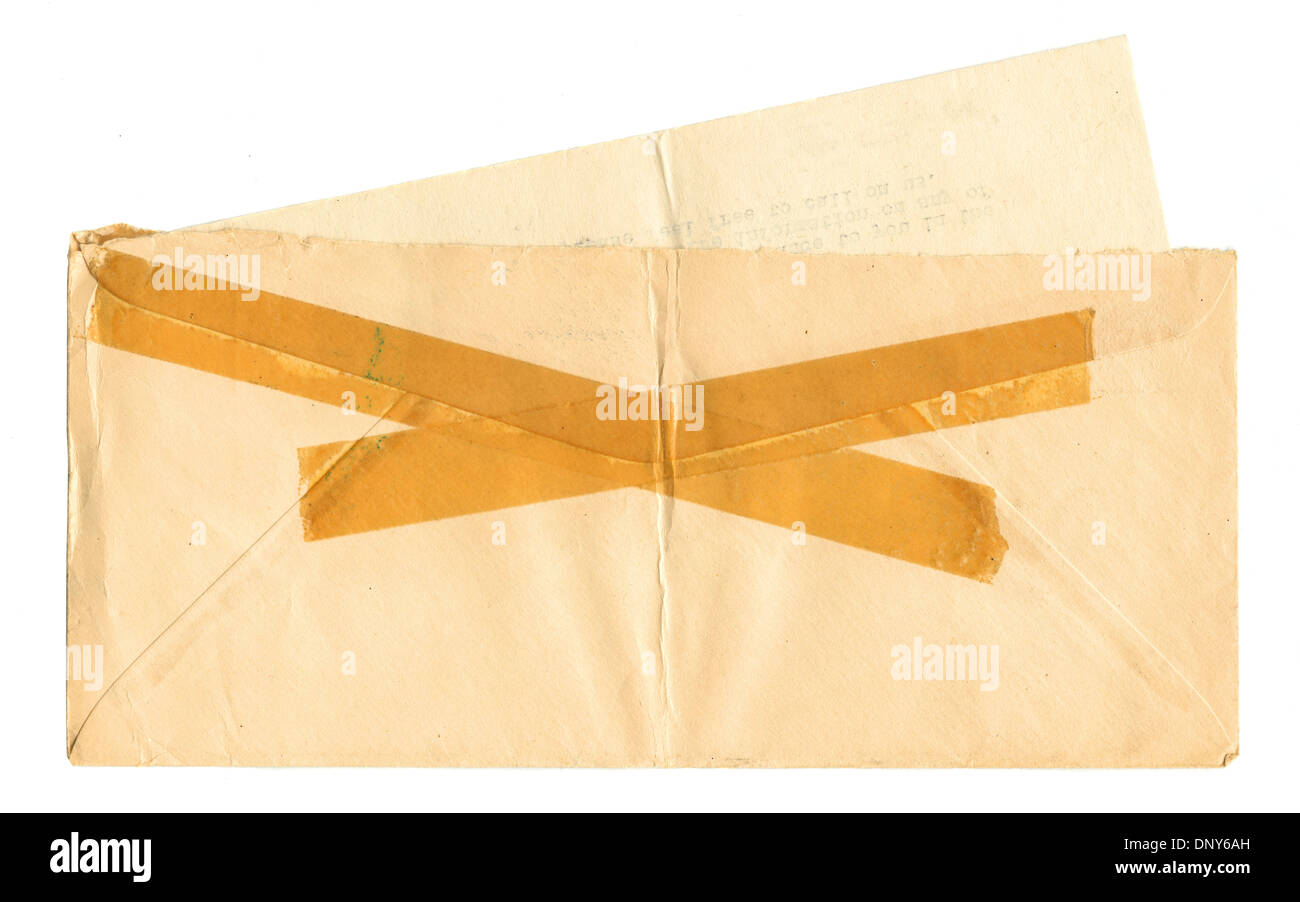 Vintage envelope with tape with letter insert Stock Photo - Alamy
