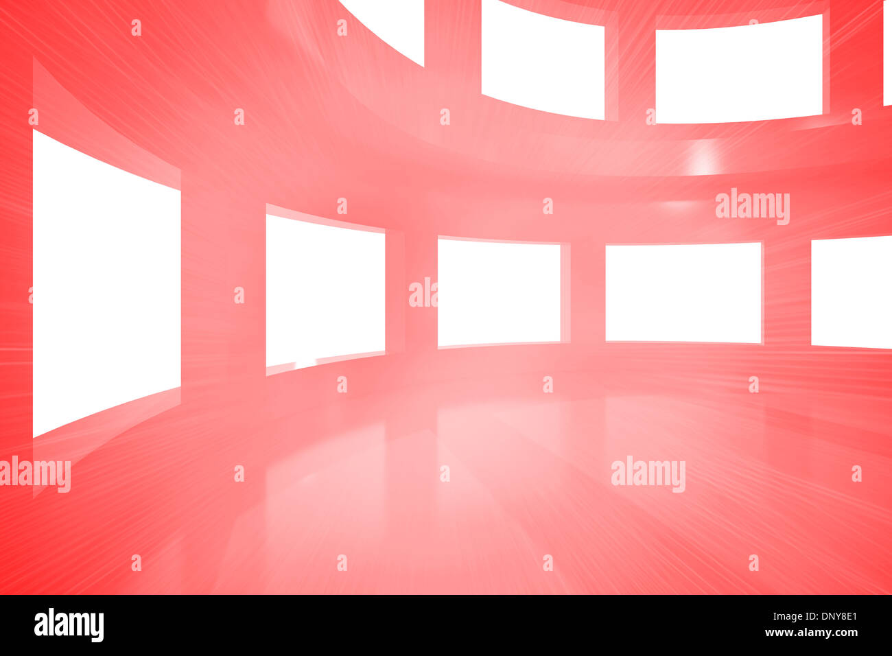Bright red room with windows Stock Photo - Alamy