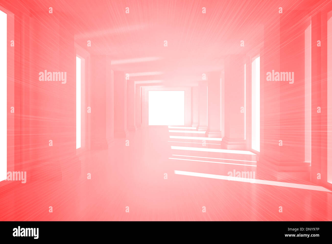 Bright red room with windows Stock Photo - Alamy