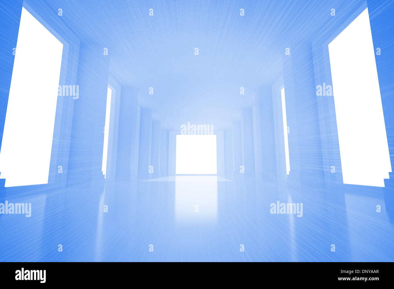 Bright blue room with windows Stock Photo - Alamy