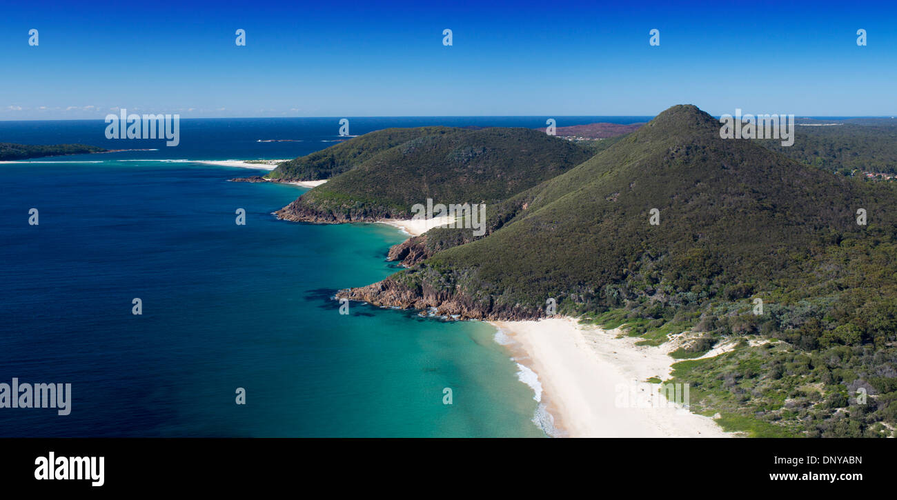 Zenith Beach, Wreck Beach, Box Beach and Fingal Spit from Tomaree Head ...