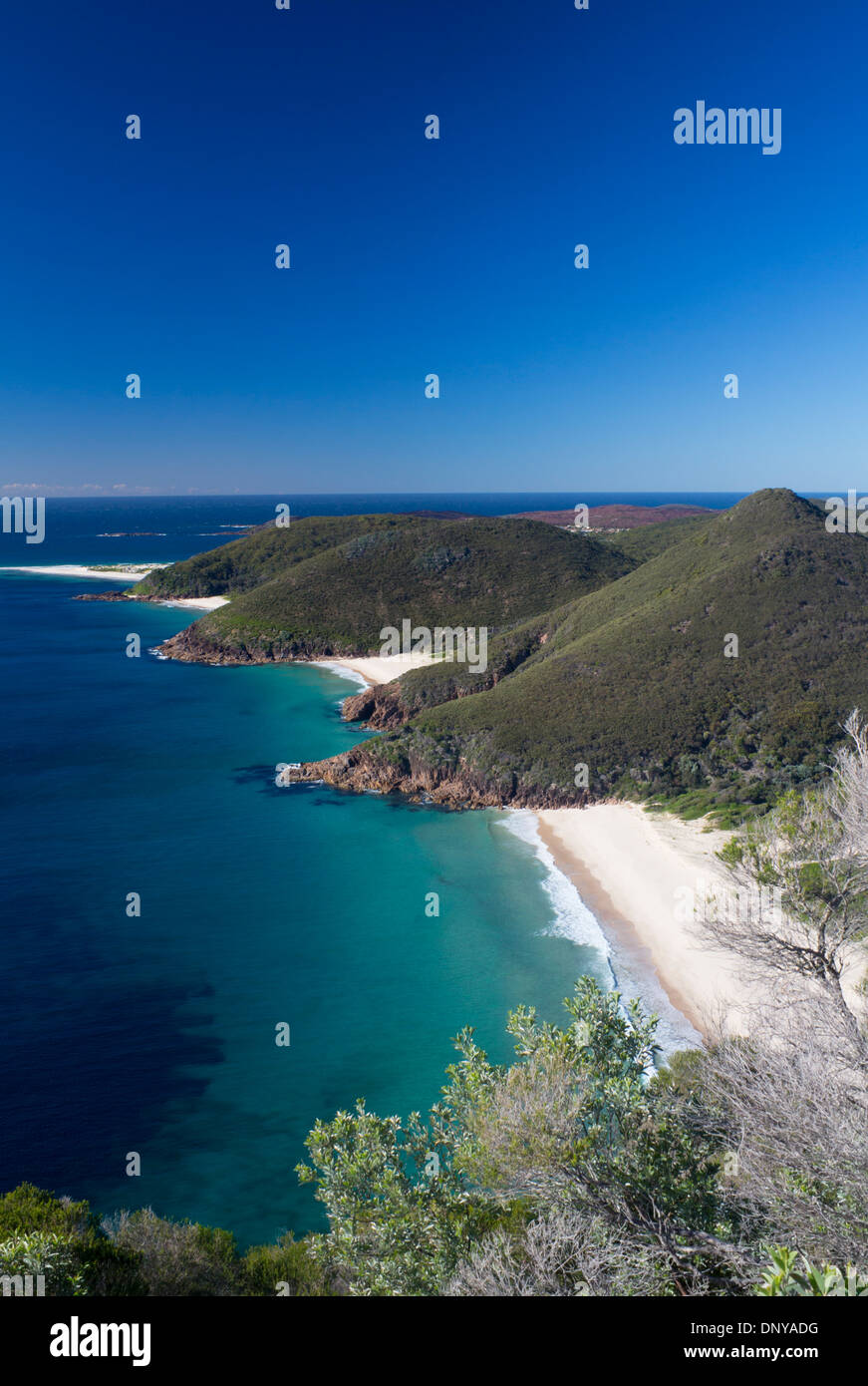Zenith Beach, Wreck Beach and Box Beach from Tomaree Head lookout ...