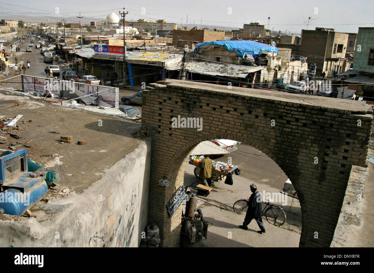 Jan 24, 2006; Arbil, IRAQ; A man walks by one of the entrances to the ...