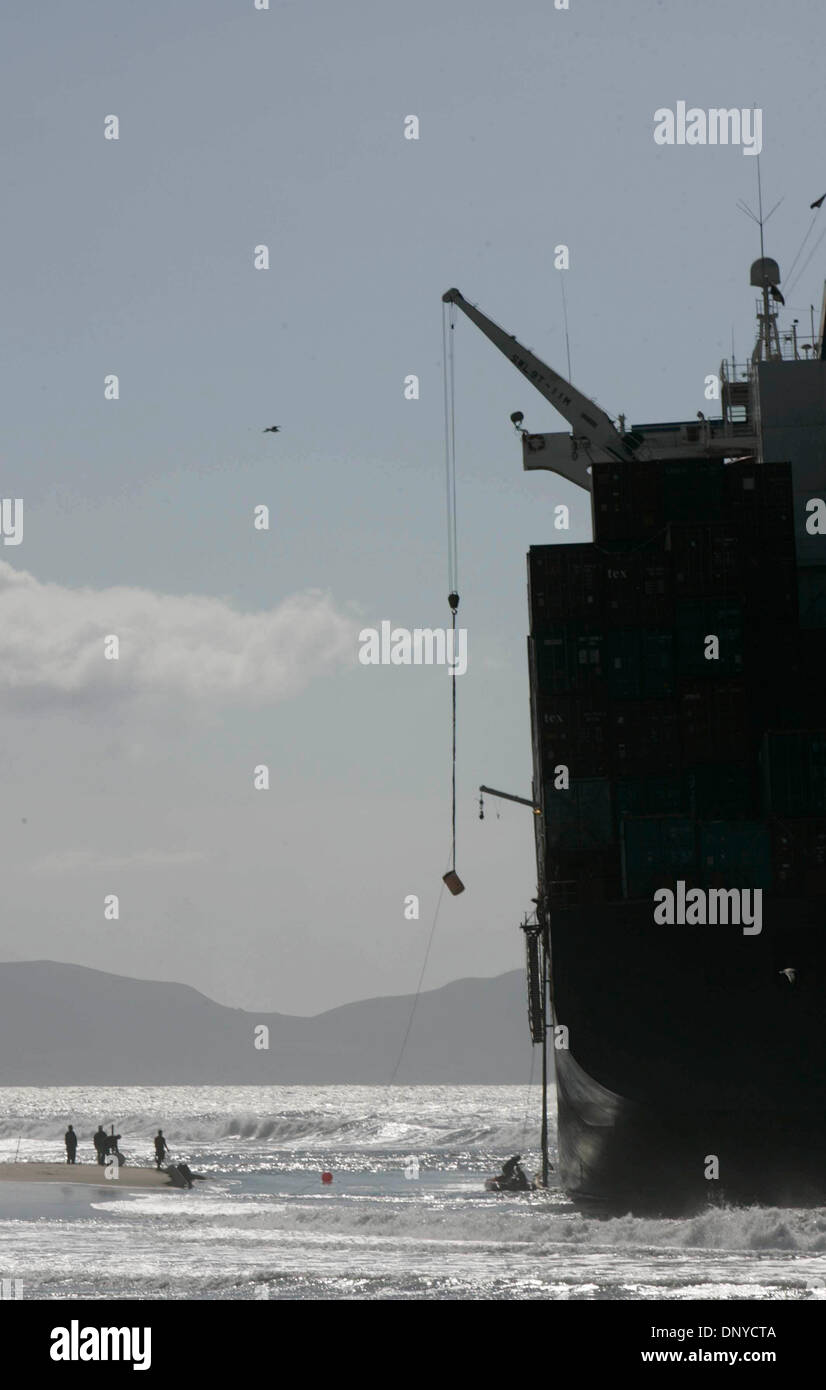 Jan 27, 2006; Ensenada, BC., Baja California, MEXICO; Crew and salvors ...