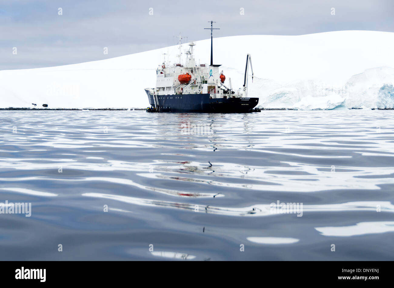ANTARCTICA - An Antarctic cruise ship, the Polar Pioneer, idles in calm ...