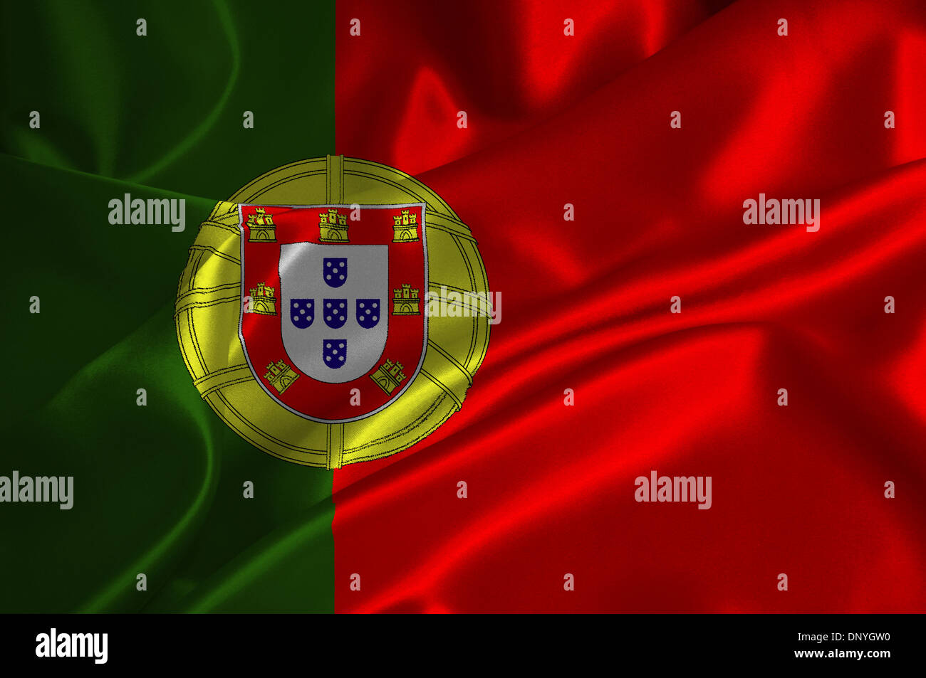 Portugal flag on satin texture Stock Photo - Alamy