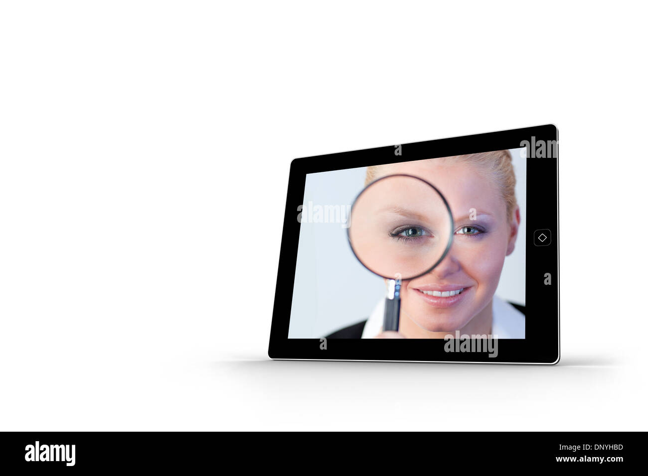 Magnifying glass computer screen Cut Out Stock Images & Pictures - Alamy