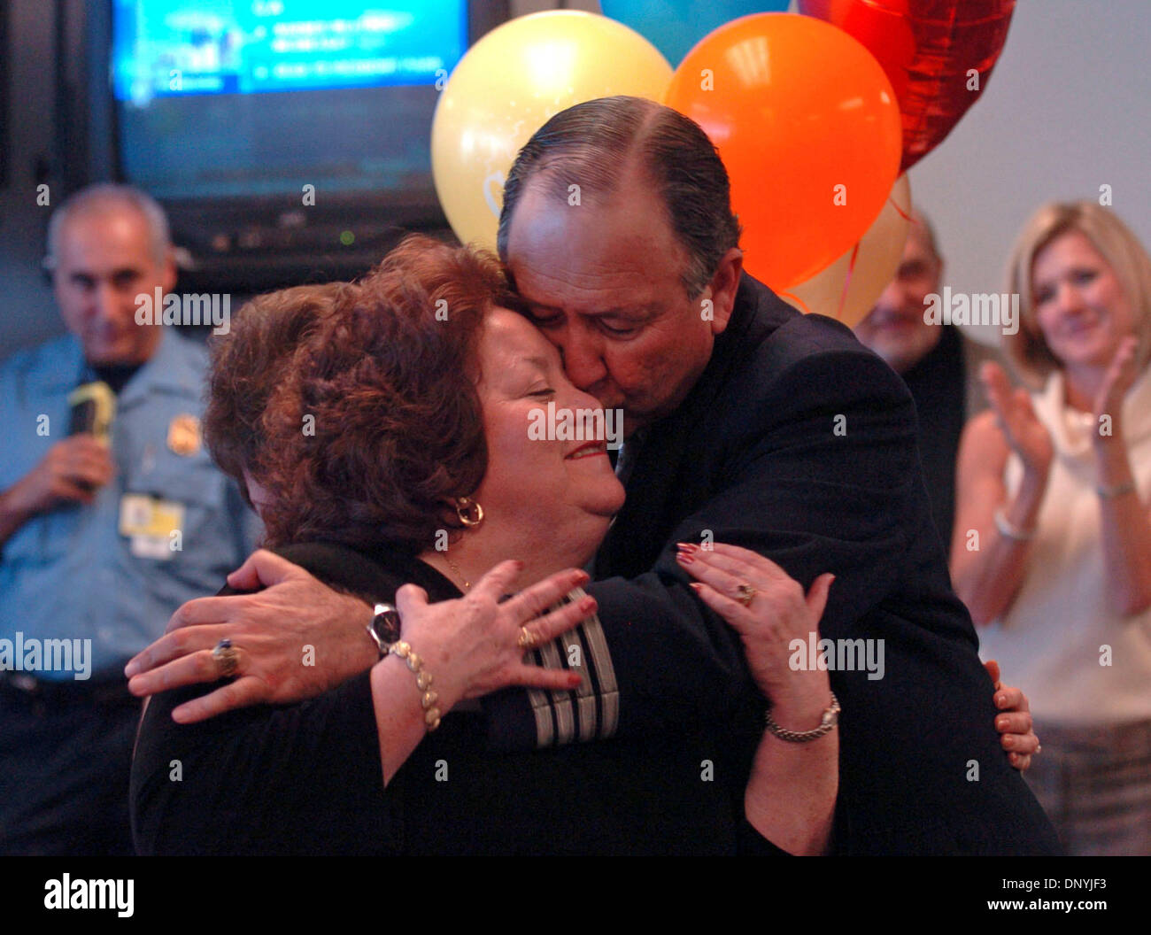 Jan 31, 2006; Houston, TX, USA; Capt. AL CISNEROS embraces his sister ...