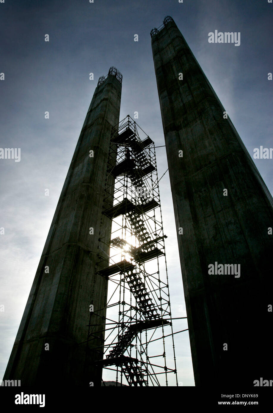 Feb 02, 2006; Otay River Valley, CA, USA; A scafolding is connected to ...