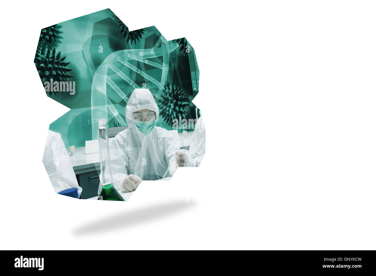 Scientists on abstract screen Stock Photo - Alamy