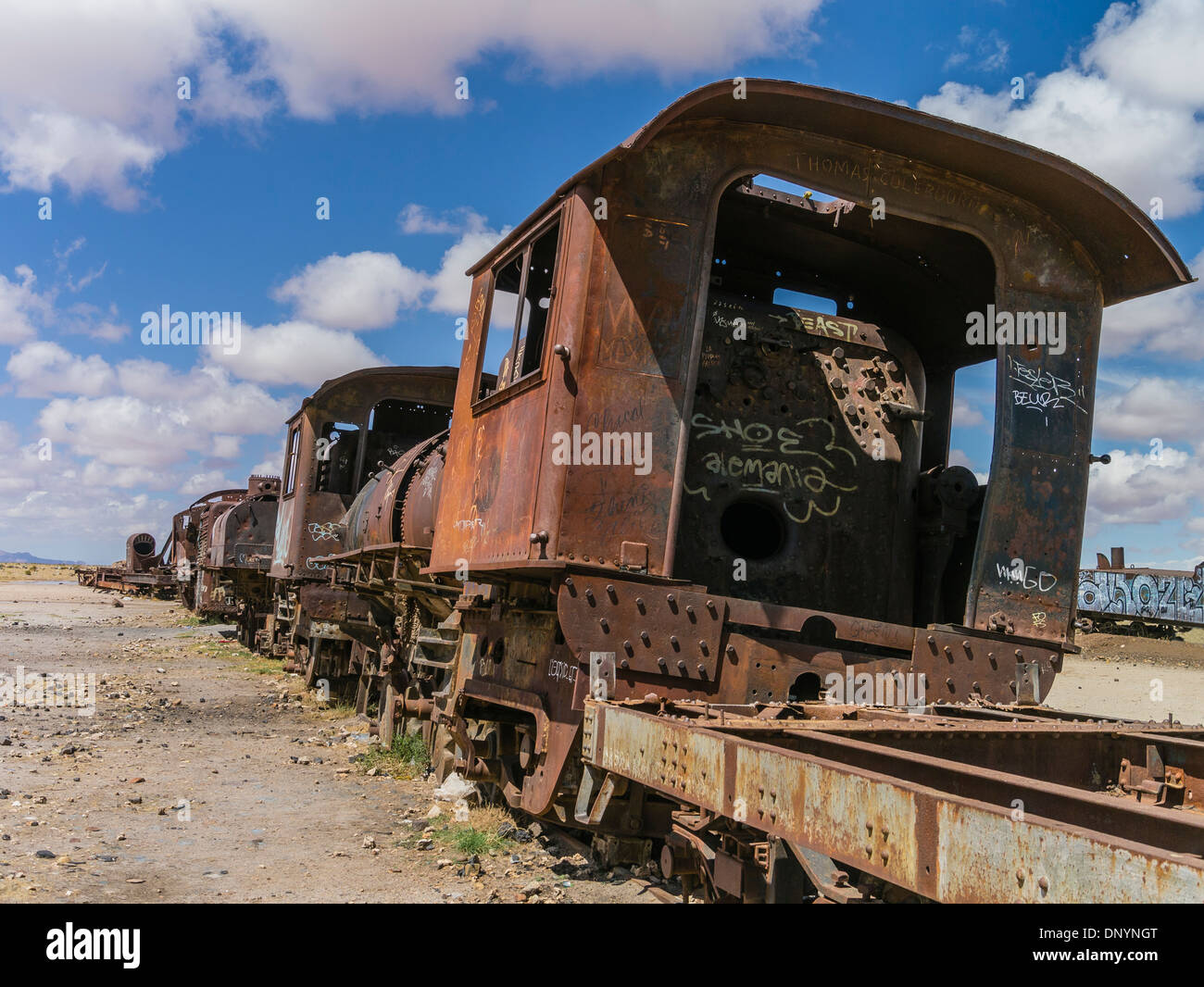 Bolivian train cemetery consisting of old steam locomotives and antique ...