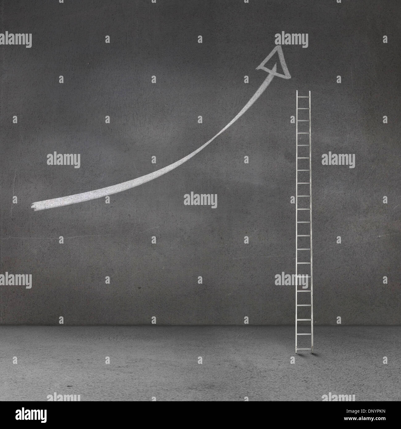 Arrow and ladder in grey room Stock Photo - Alamy