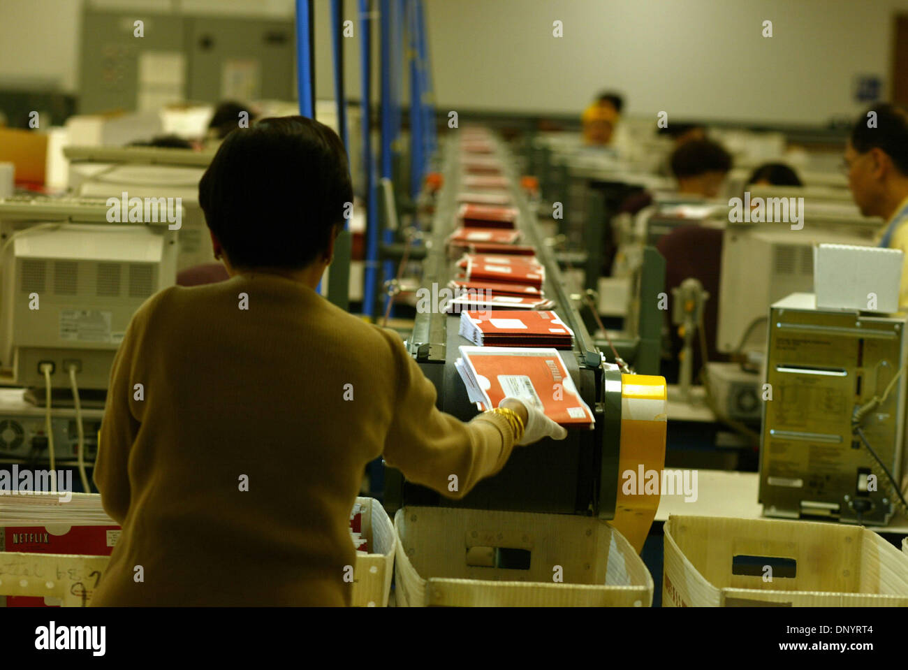 Feb 08, 2006; San Jose, CA, USA; Behind the scenes at Netflix. Workers ...