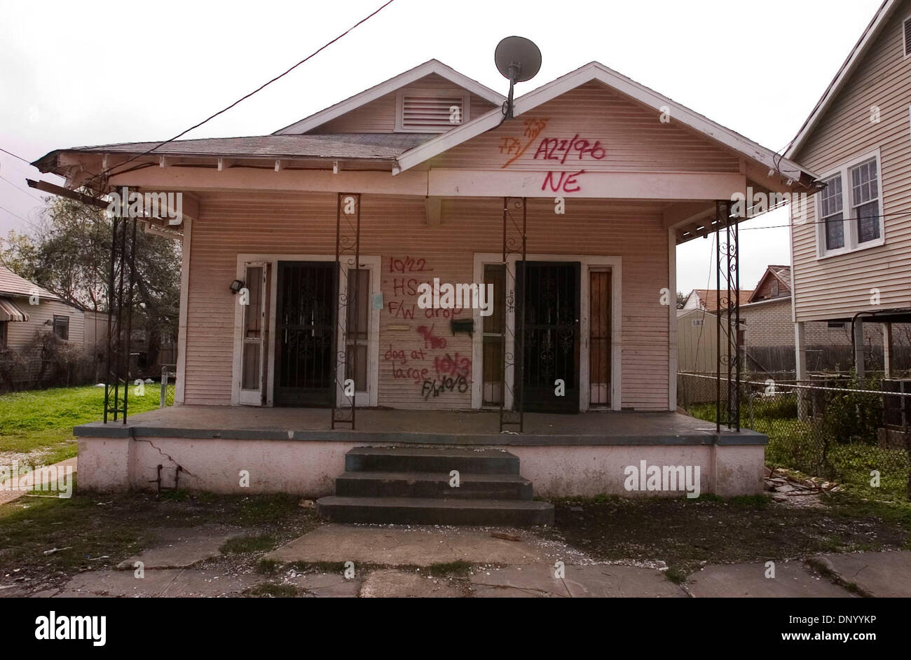 Feb 18, 2006; New Orleans, LA, USA; An uninhabited house in the Lower ...