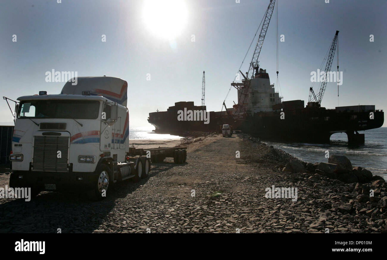 Feb 23, 2006; Ensenada, BC., Baja California, Mexico; Trucks line up on ...