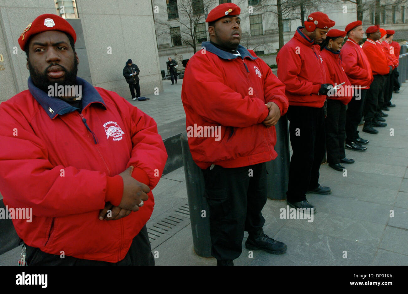 Feb 24, 2006; New York, NY, USA; Members of the Guardian Angels stand ...