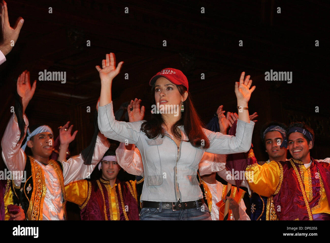 Feb 25, 2006; Cambridge, MA, USA; Actress SALMA HAYEK learns a few ...