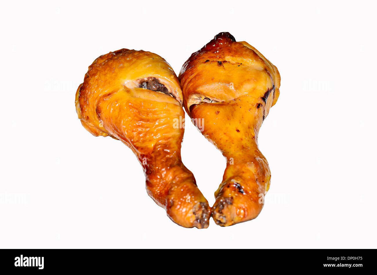 Grilled chicken leg on white background Stock Photo - Alamy