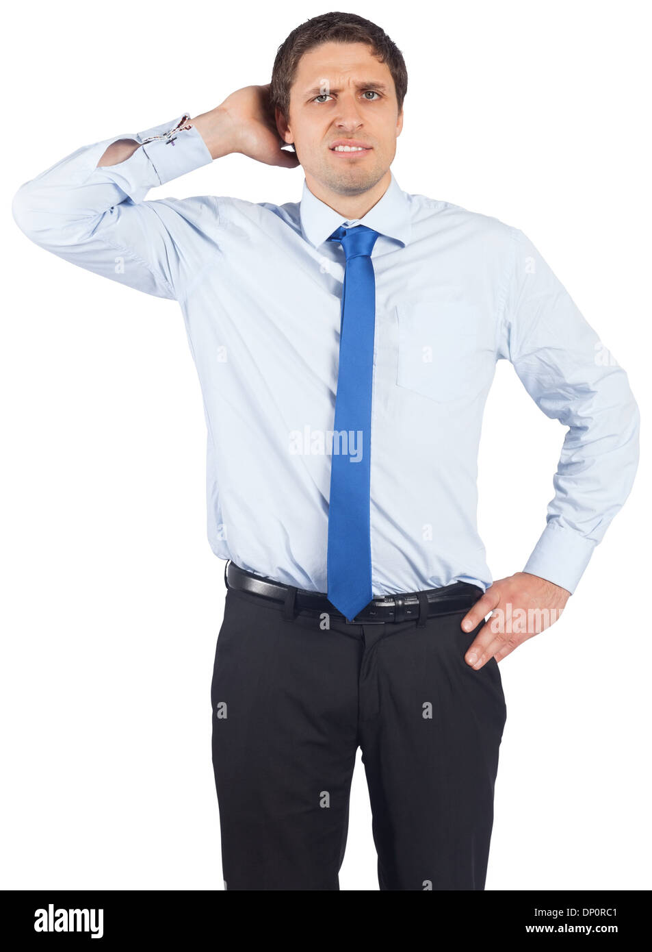 Thinking businessman scratching head Stock Photo - Alamy