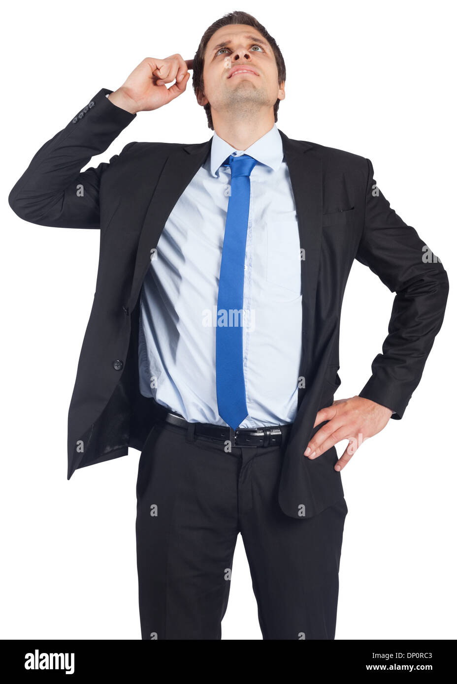 Thinking businessman scratching head Stock Photo - Alamy