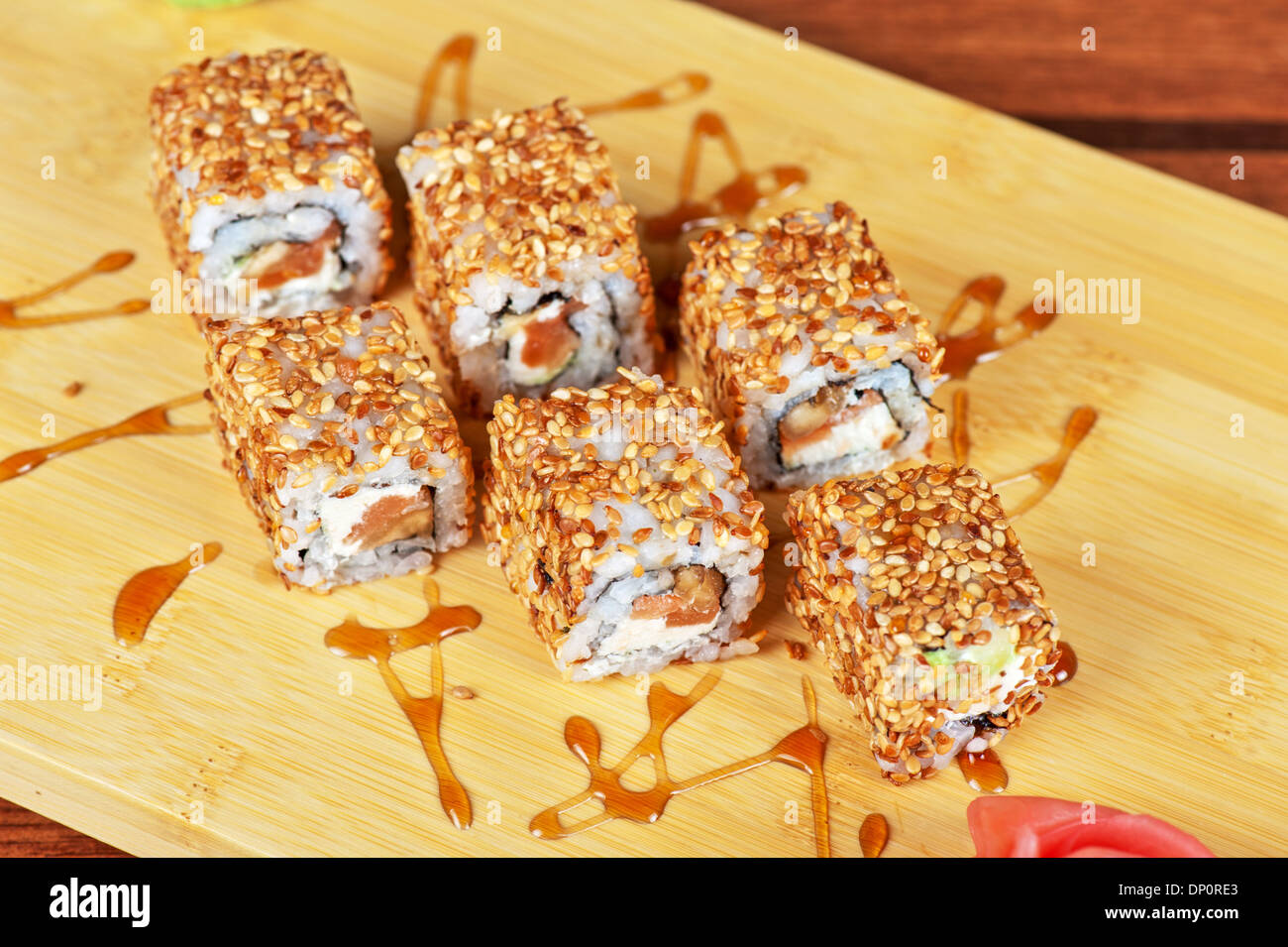 sesame sushi rolls Stock Photo - Alamy