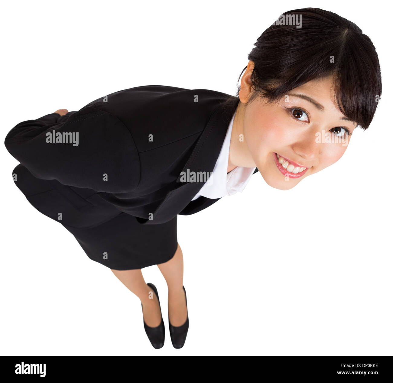 Smiling businesswoman bending Stock Photo - Alamy