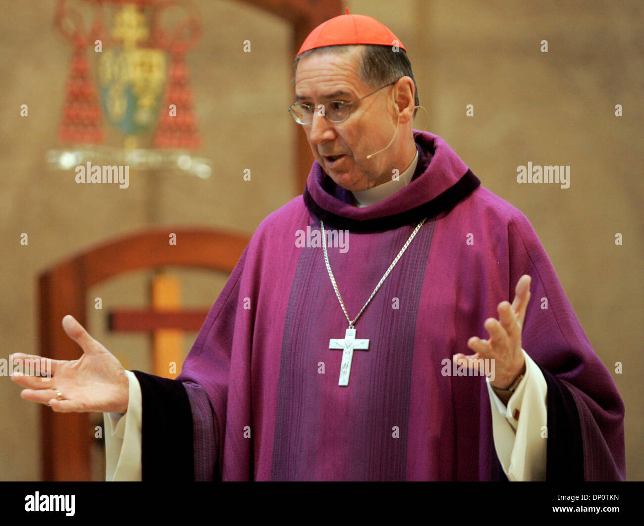 Apr 03, 2006; Los Angeles, CA, USA; Cardinal ROGER MAHONY blesses the ...