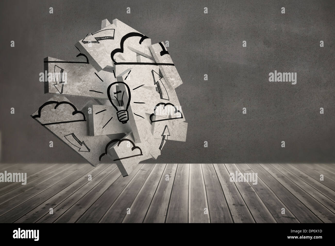 Light bulb graphic on abstract screen in room Stock Photo - Alamy