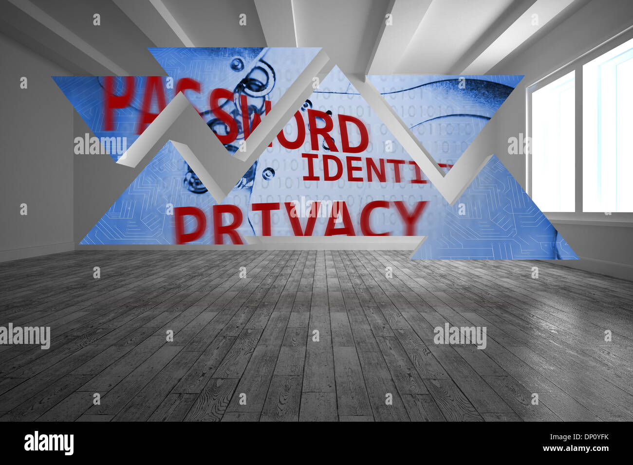 Data protection graphic on abstract screen in room Stock Photo - Alamy
