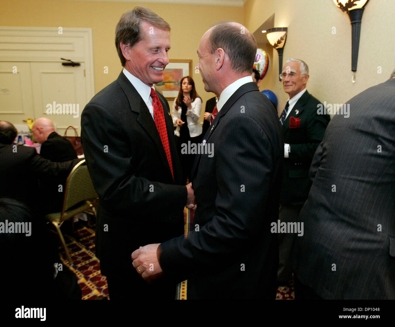 Apr 10, 2006; Del Mar, CA, USA; RICHARD EARNEST (left) greets visiting ...