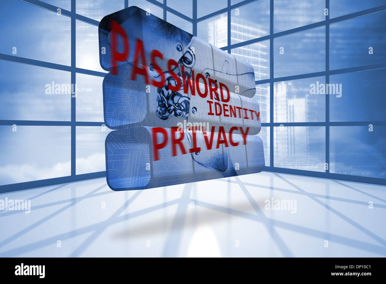 Privacy graphic on abstract screen in room Stock Photo - Alamy