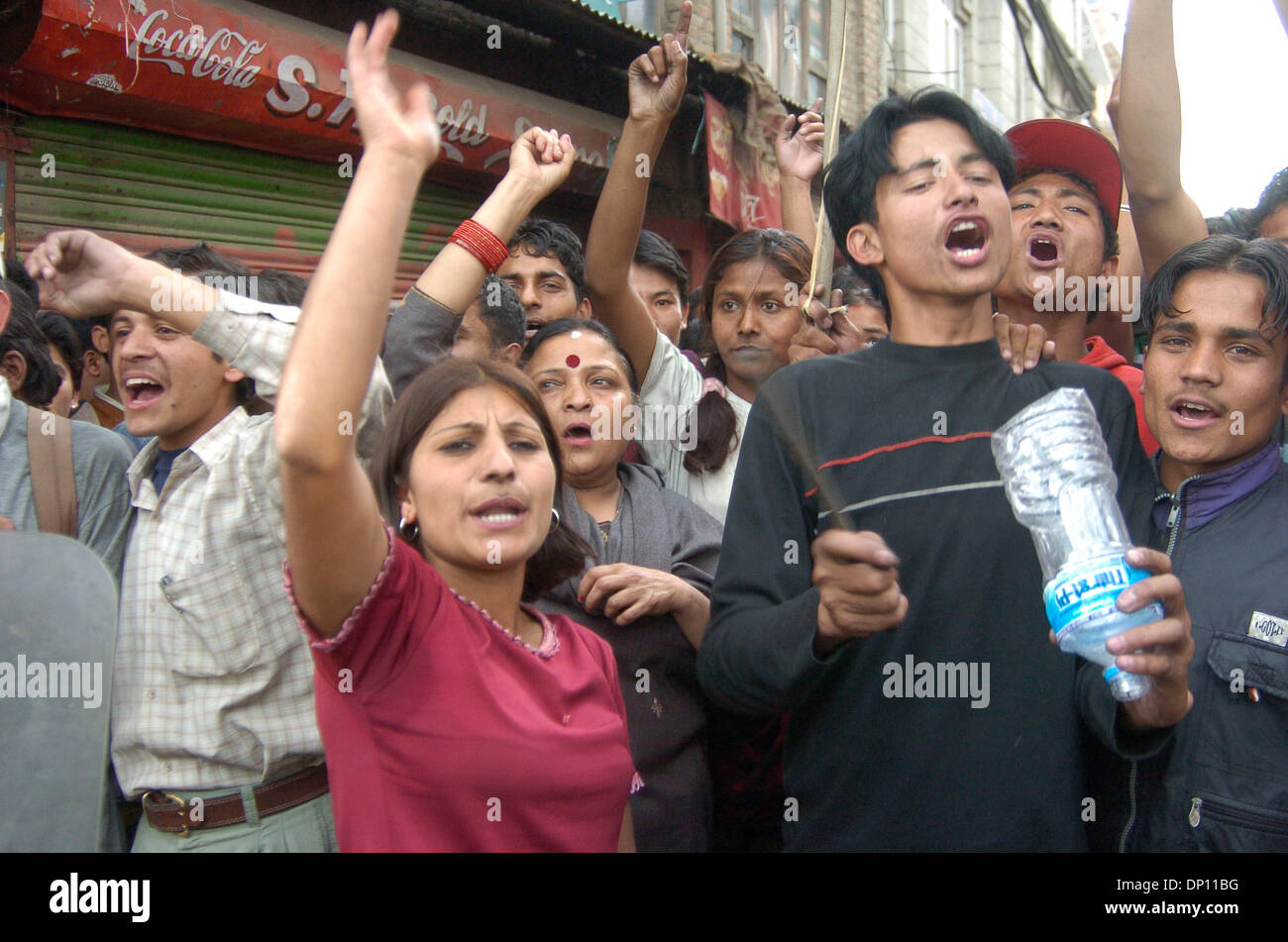 Apr 11, 2006; Kathmandu, NEPAL; Nepali People in Democracy movement ...