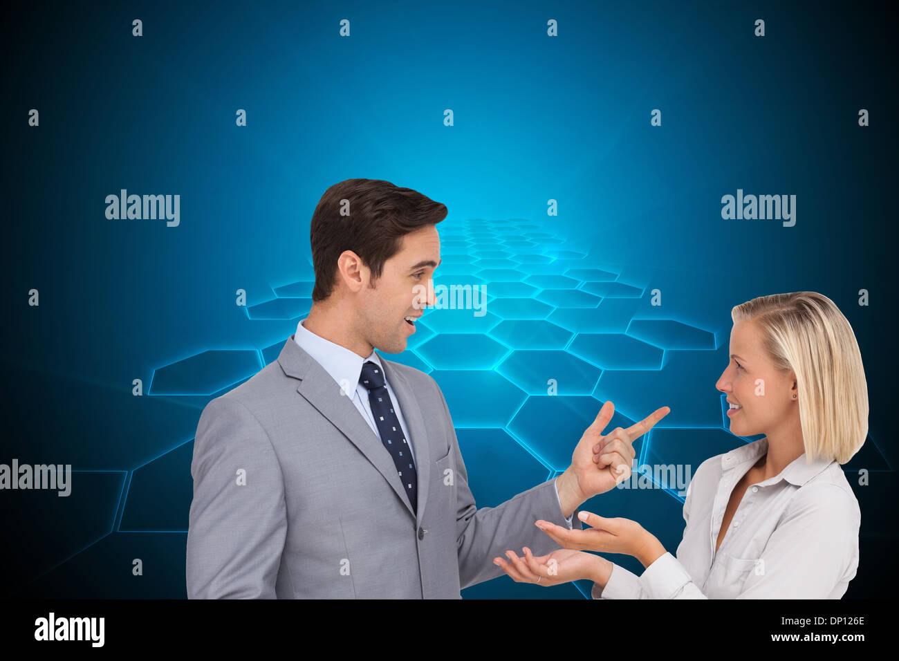 Composite image of business people meet each other Stock Photo - Alamy