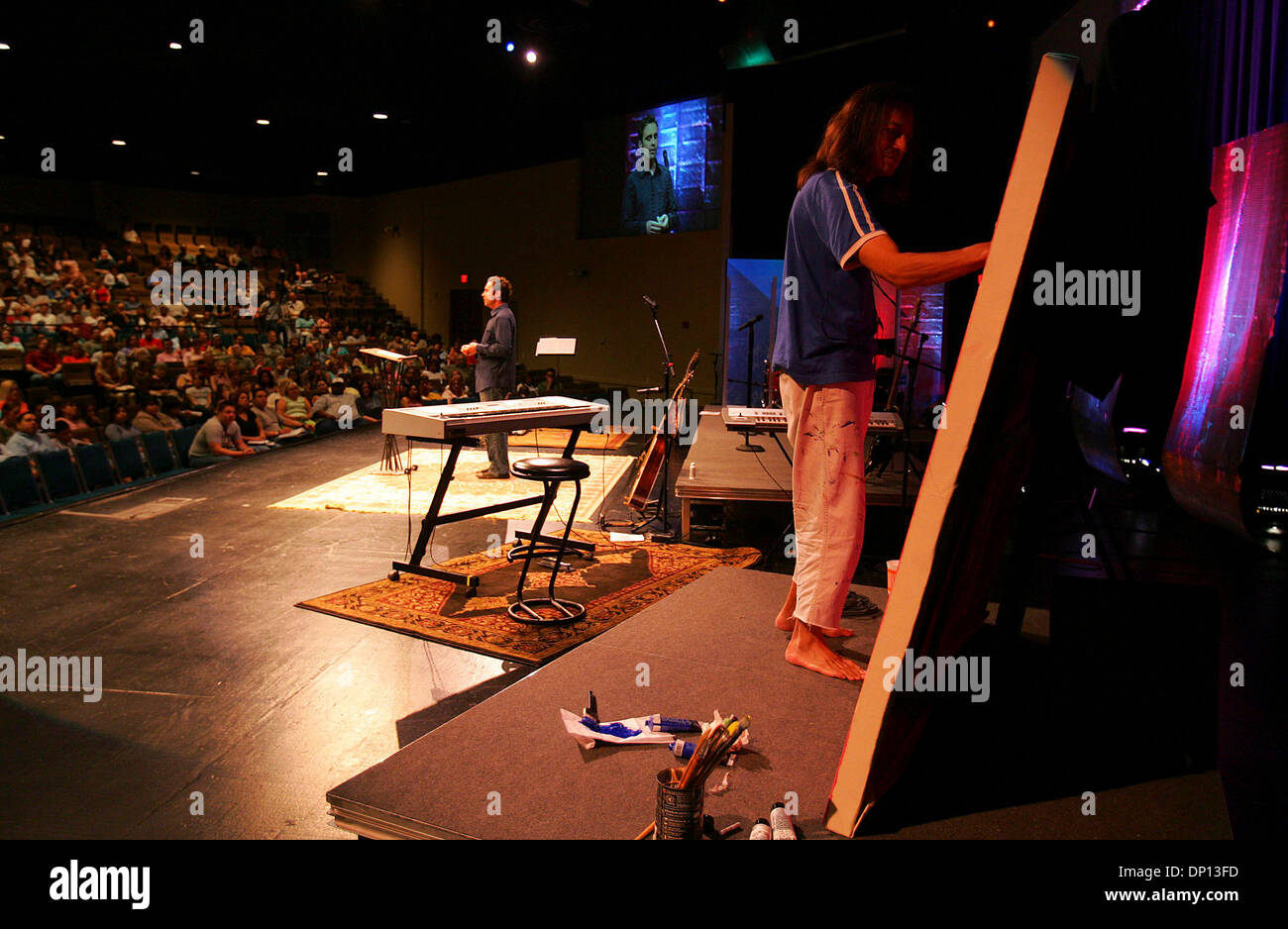 Apr 14, 2006; San Antonio, TX, USA; Joe Cazares paints on stage as ...