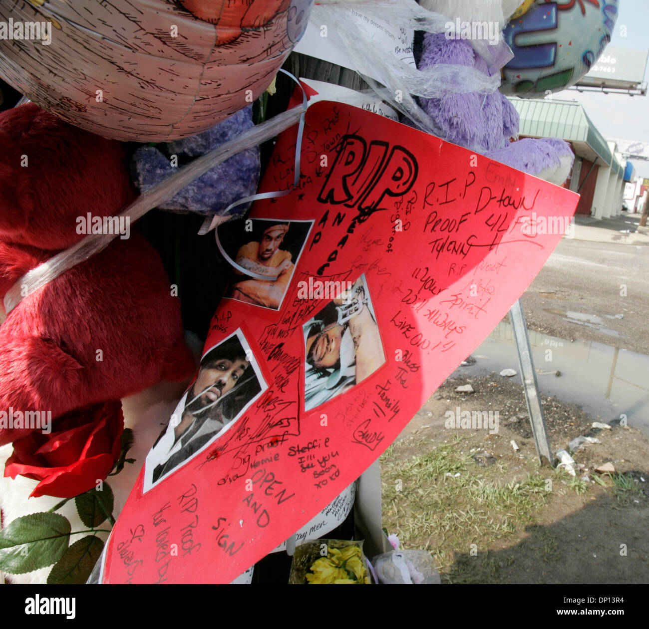 Apr 14, 2006; Detroit, MI, USA; A memorial sits outside of Club C.C.C ...