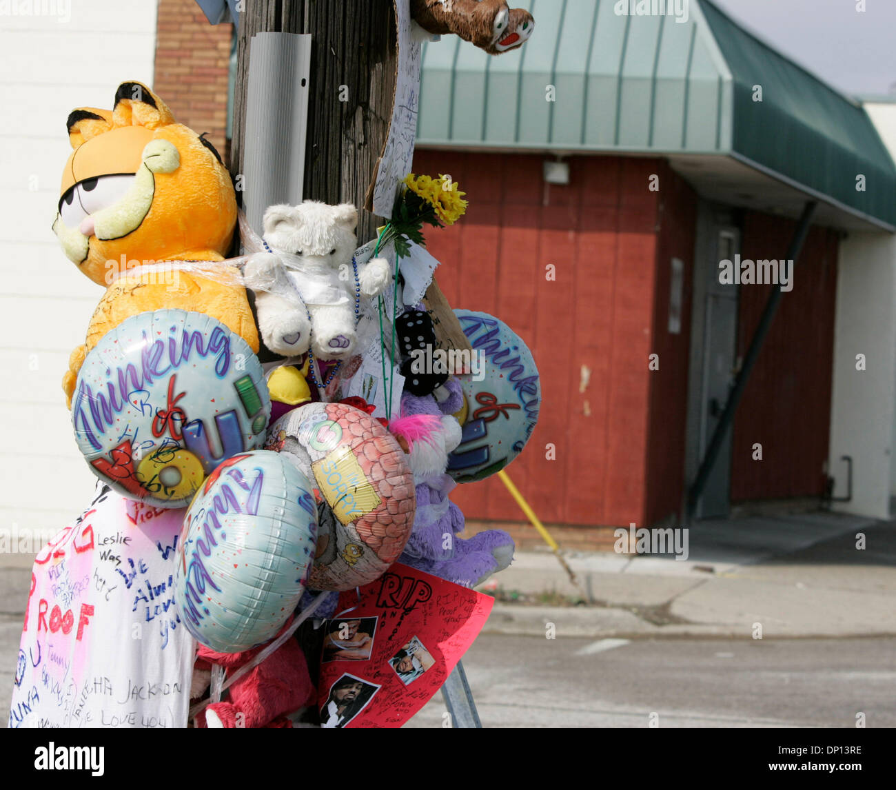 Apr 14, 2006; Detroit, MI, USA; A memorial sits outside of Club C.C.C ...