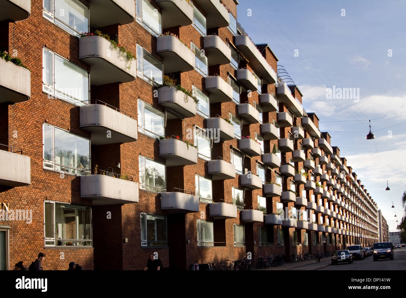 View along historic buildings of Havnegade Copenhagen, Denmark ...