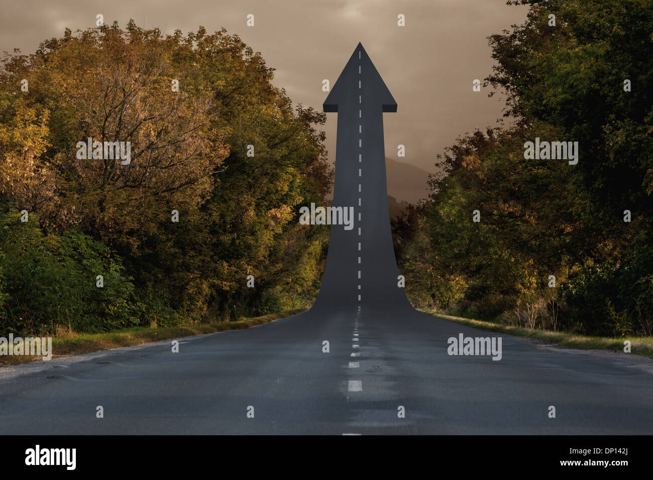 Road turning into arrow Stock Photo - Alamy